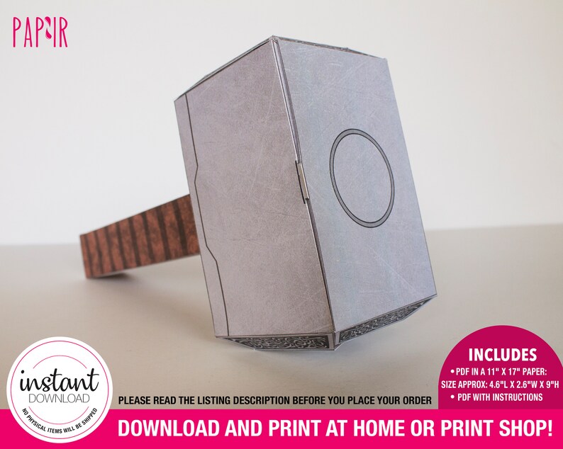 PRINTABLE Mjolnir Thor Hammer Favor Box Gift Box Vikings - Etsy