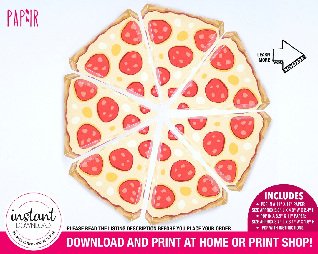 PRINTABLE Pizza Box | Pizza Party Favor, Pizza Birthday Favor, Pizza ...