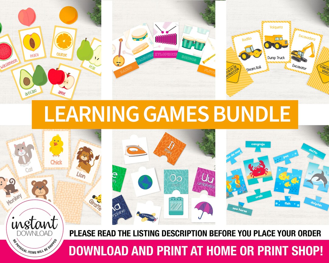 PRINTABLE LEARNING BUNDLE Construction Trucks Sea Animal Cards ...