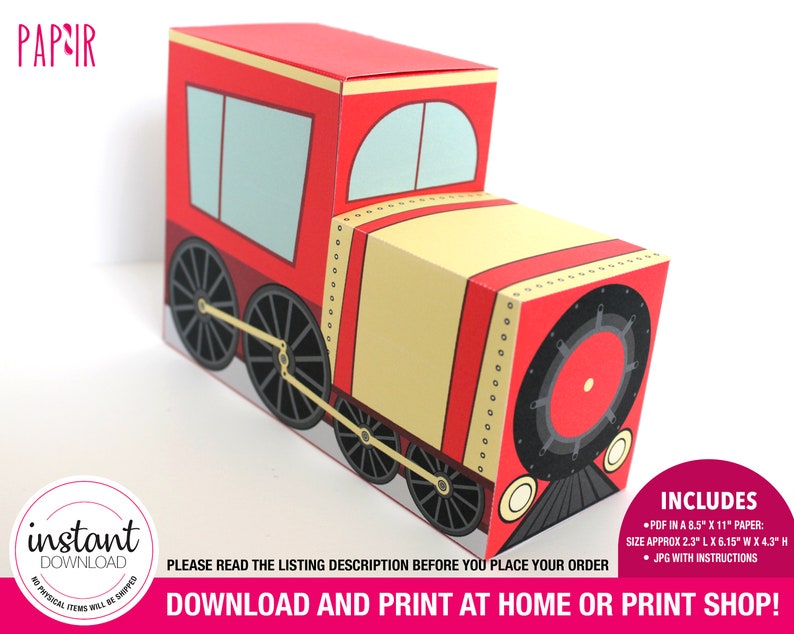 PRINTABLE Red Train Box Train Favor Box, Party Centerpiece, Train Party ...