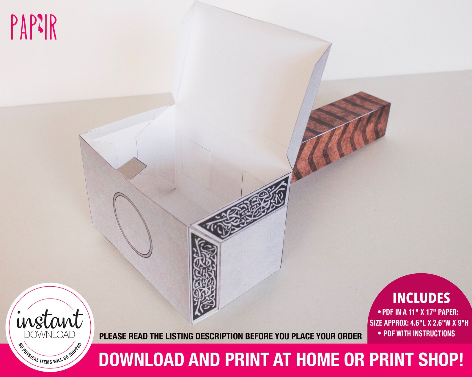 PRINTABLE Mjolnir Thor Hammer Favor Box Gift Box, Vikings, Norse ...