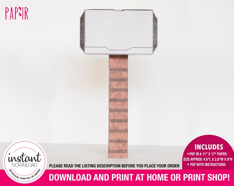 PRINTABLE Mjolnir Thor Hammer Favor Box Gift Box Vikings - Etsy