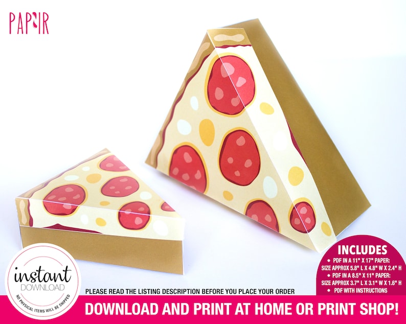PRINTABLE Pizza Box Pizza Party Favor Pizza Birthday Favor | Etsy