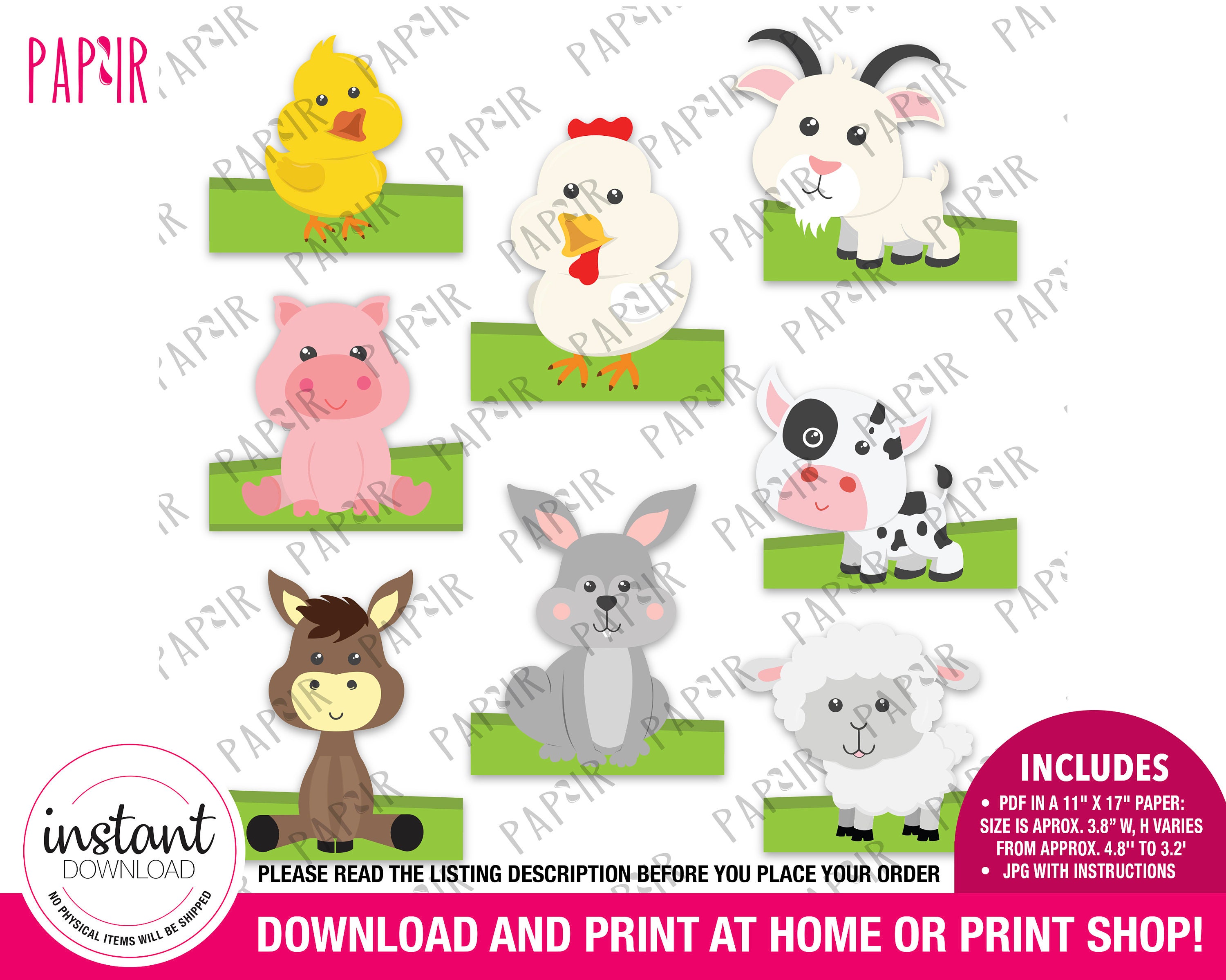 PRINTABLE Farm Animals Barnyard Birthday Cutouts Barnyard - Etsy
