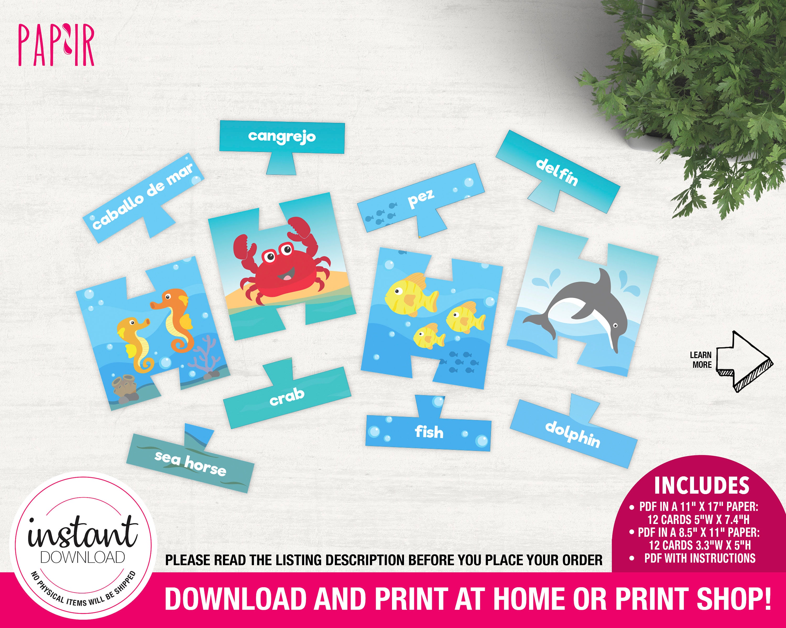 PRINTABLE Animal Puzzle Kit Jigsaw Sea Creatures Toy - Etsy