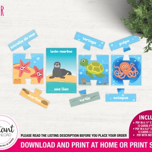 PRINTABLE Animal Puzzle Kit | Jigsaw, Sea Creatures Toy, Undersea ...