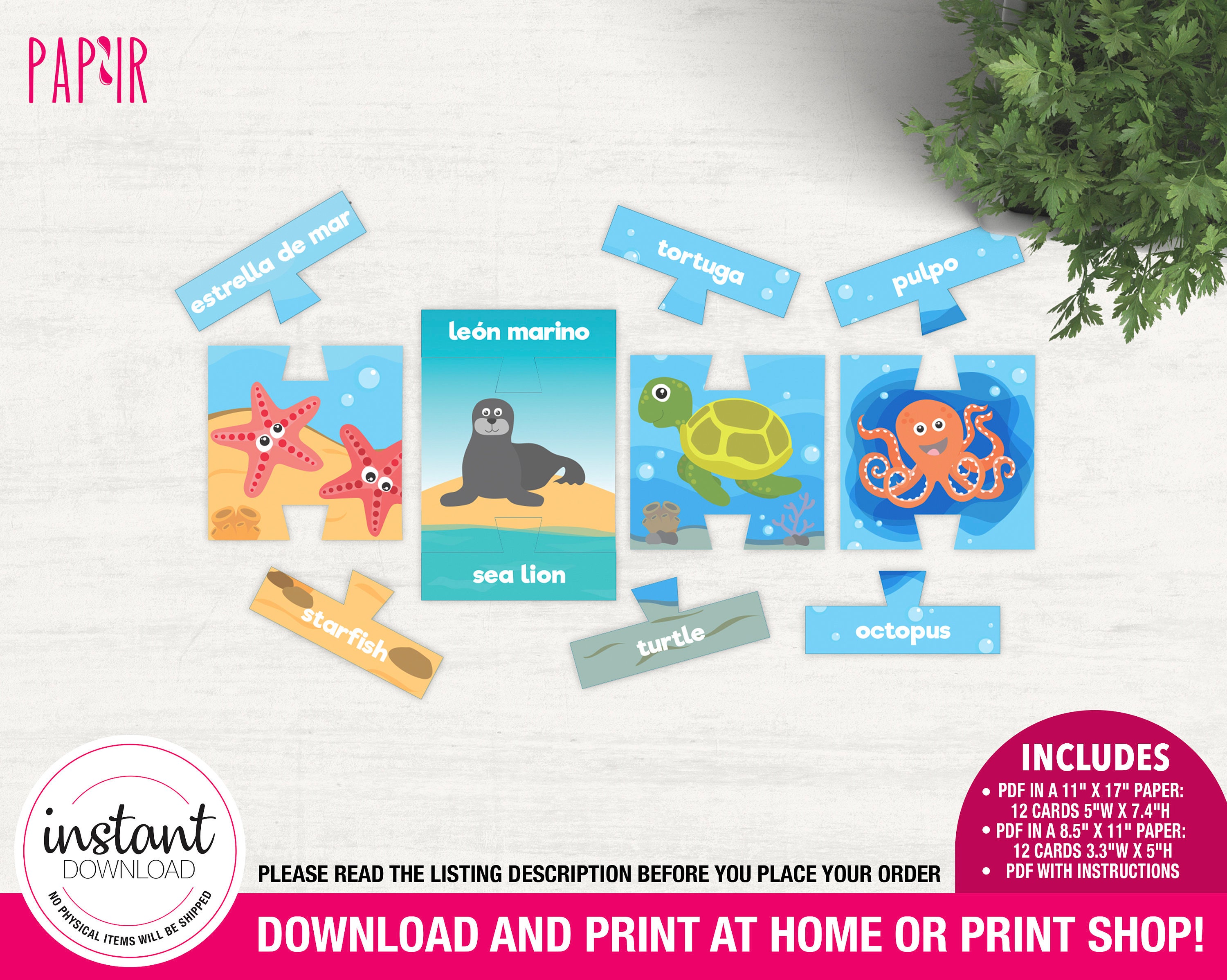 PRINTABLE Animal Puzzle Kit Jigsaw Sea Creatures Toy - Etsy