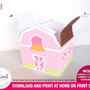 PRINTABLE Barn Favor Box | Barnyard Birthday, Barn Box, Barnyard Party ...