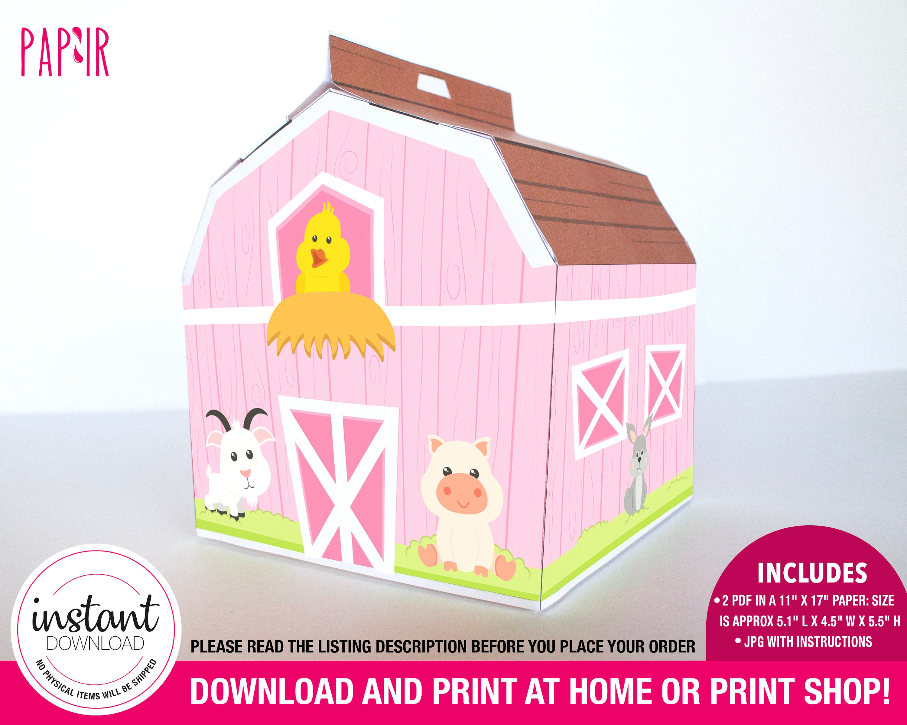 PRINTABLE Barn Favor Box | Barnyard Birthday, Barn Box, Barnyard Party ...
