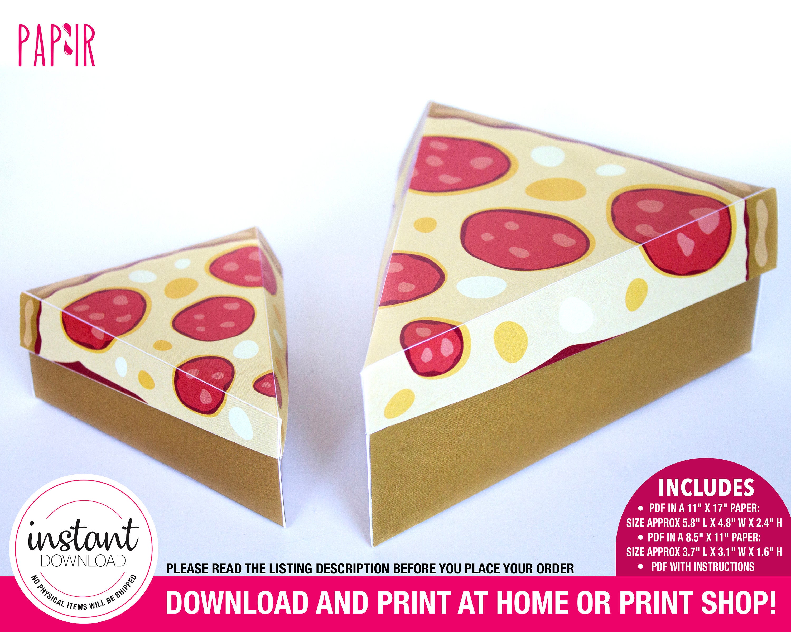 PRINTABLE Pizza Box | Pizza Party Favor, Pizza Birthday Favor, Pizza ...