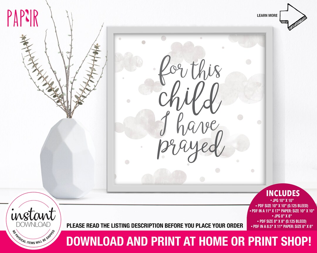 PRINTABLE for This Child I Have Prayed Nursery Wall Art, Religious Wall ...
