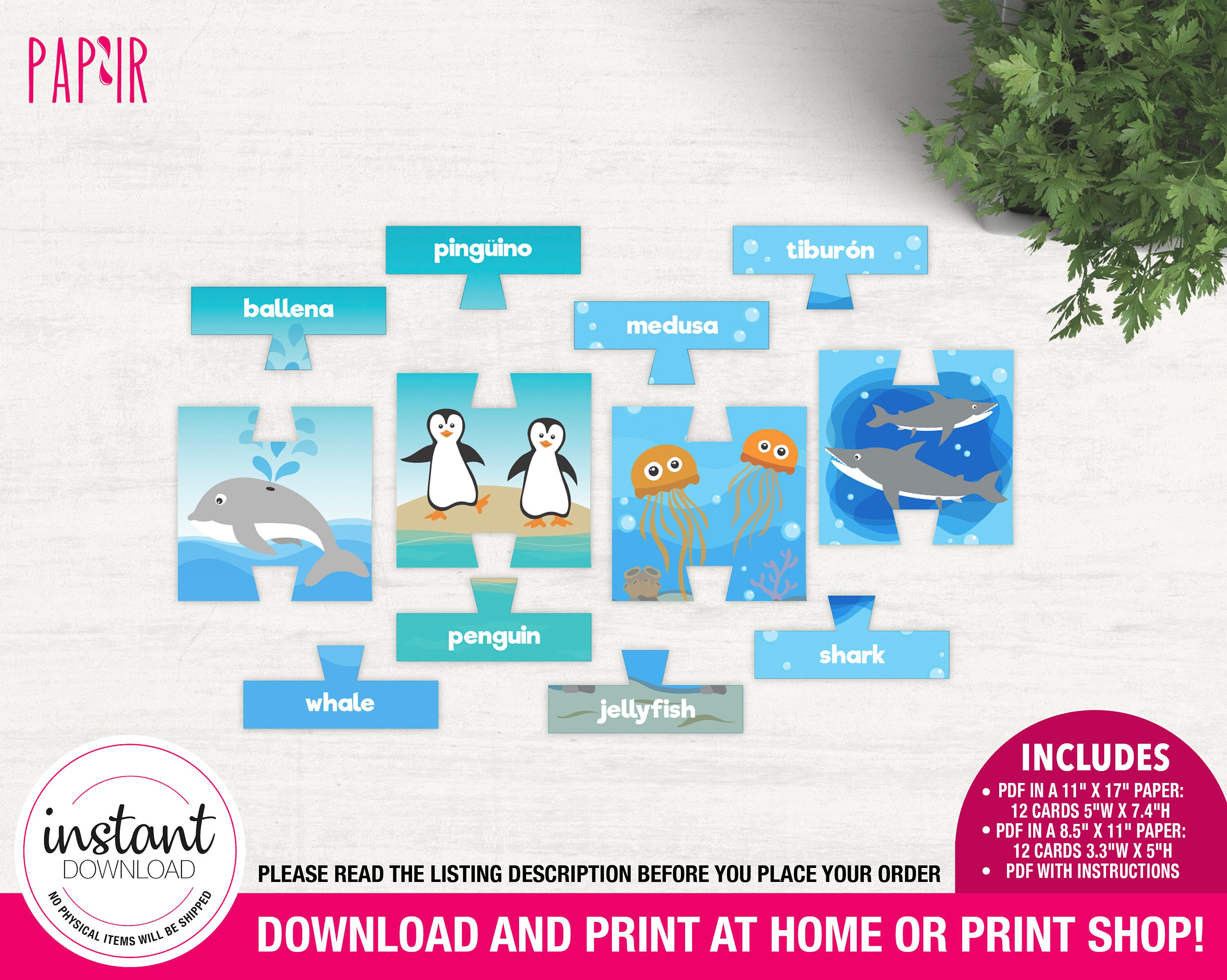 PRINTABLE Animal Puzzle Kit Jigsaw Sea Creatures Toy - Etsy