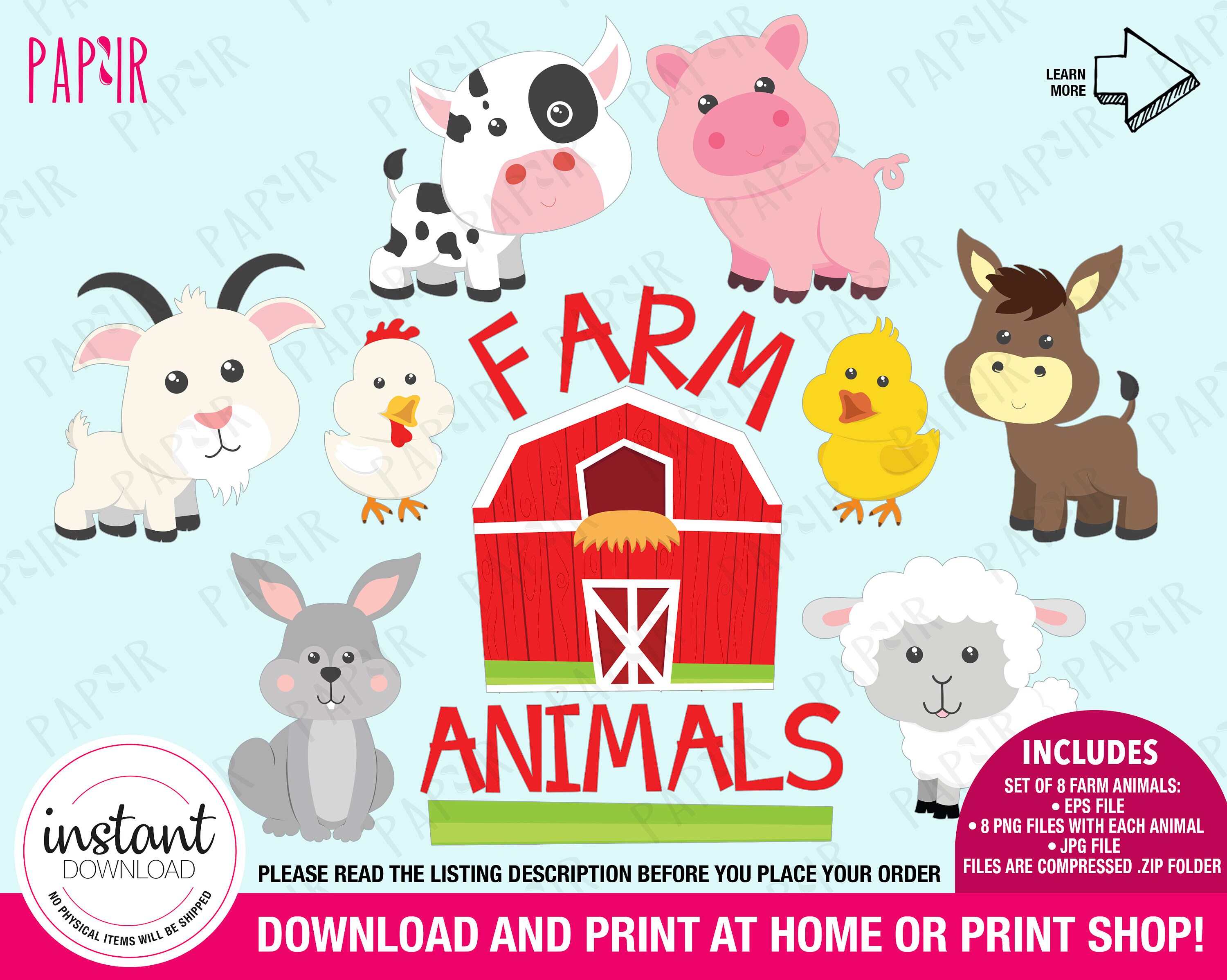 VECTOR Farm Animals | Farm Clipart, Farm Animals Clipart, Barnyard ...