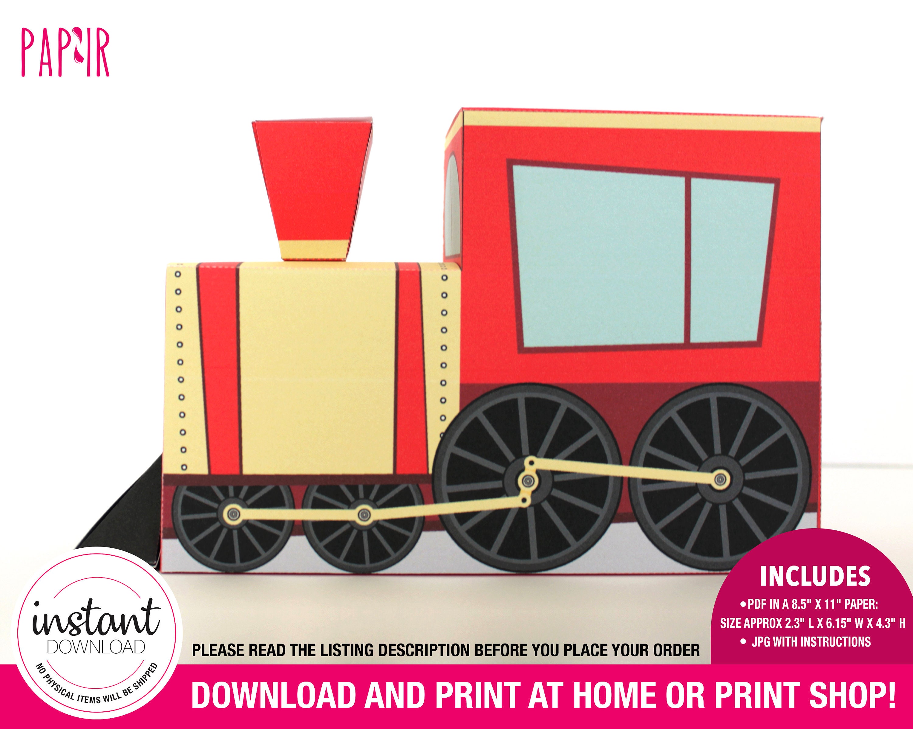 PRINTABLE Red Train Box Train Favor Box, Party Centerpiece, Train Party ...