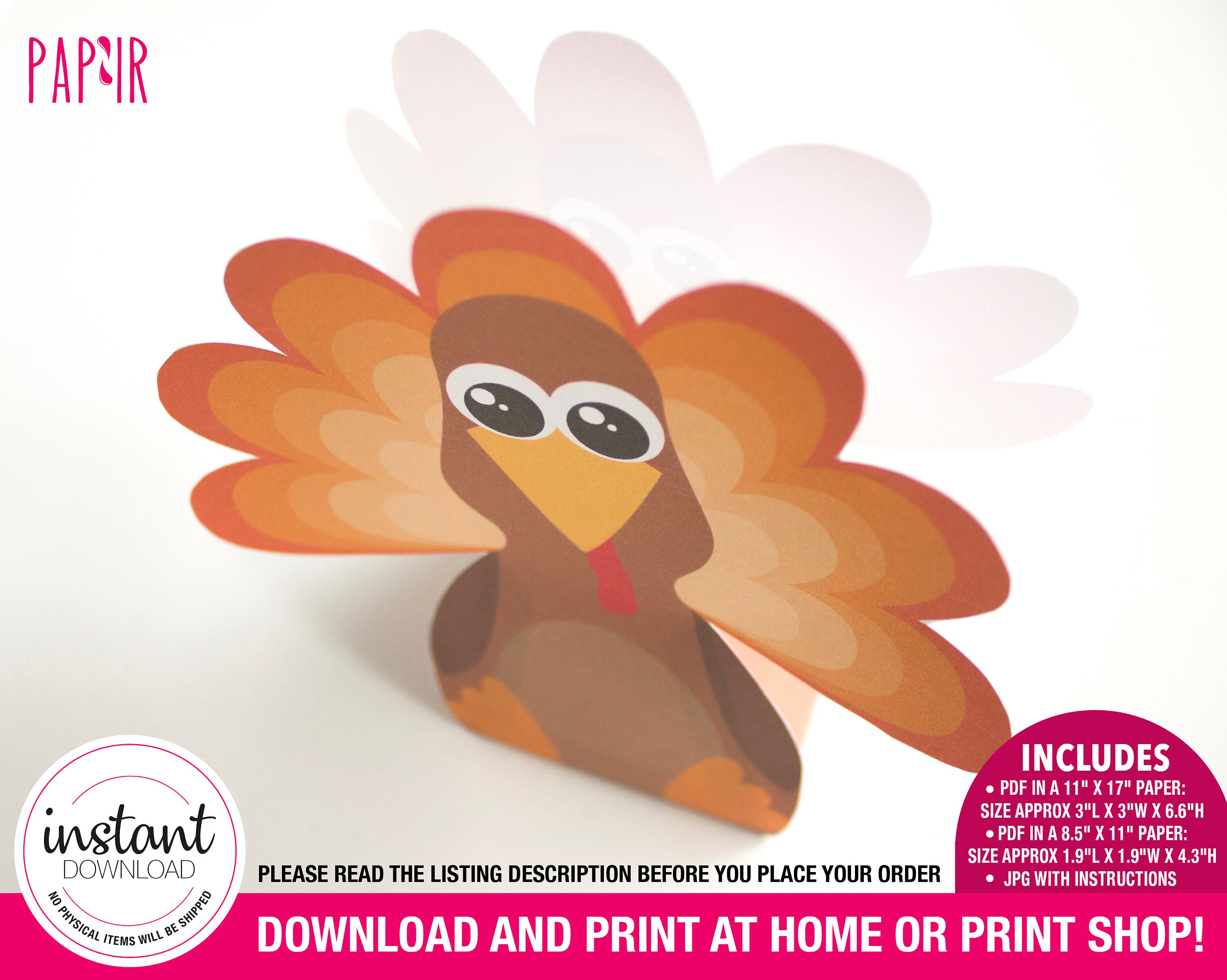 PRINTABLE Thanksgiving Turkey Box, Treats Box, Candy Box, Thanksgiving ...