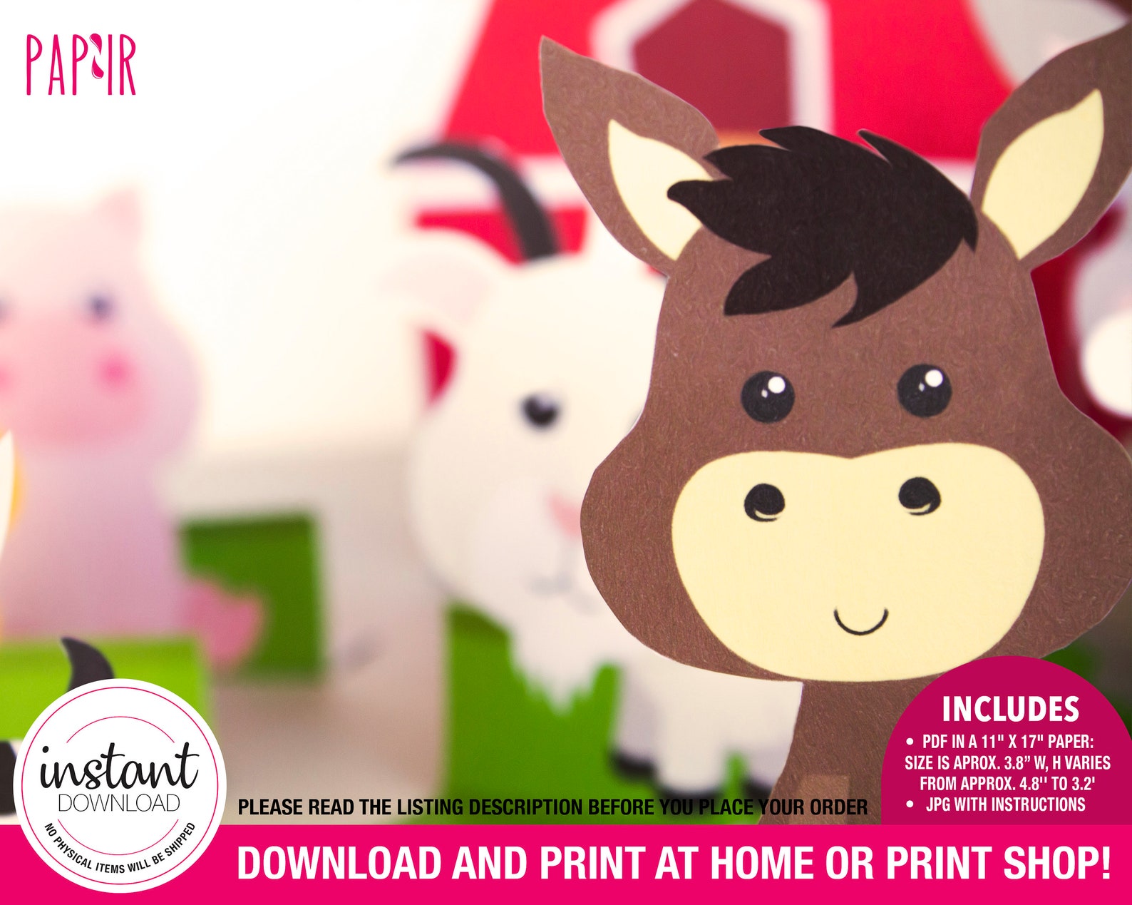 PRINTABLE Farm Animals Barnyard Birthday Cutouts Barnyard - Etsy