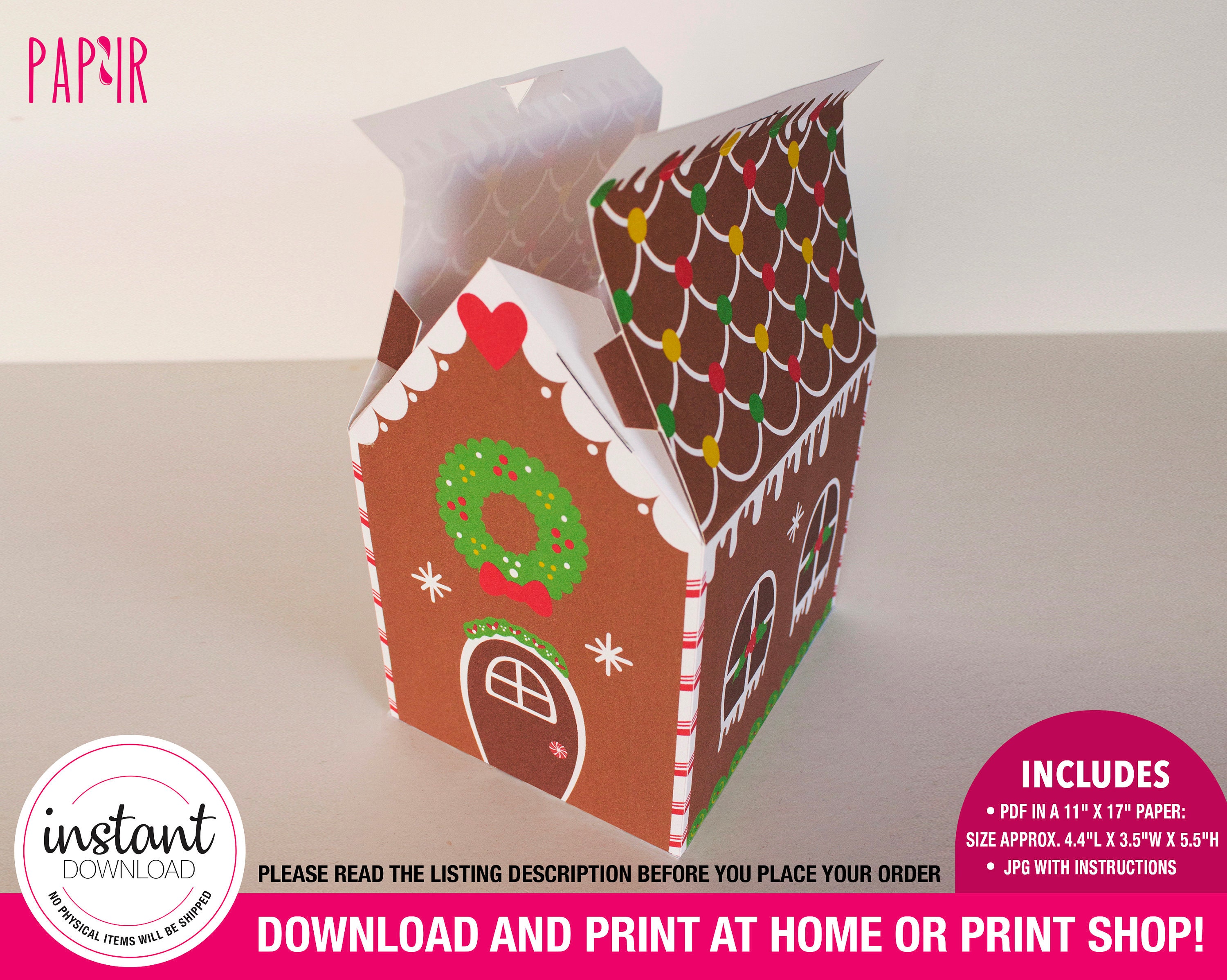 PRINTABLE Gingerbread House Christmas Candy Box, Christmas Box House ...