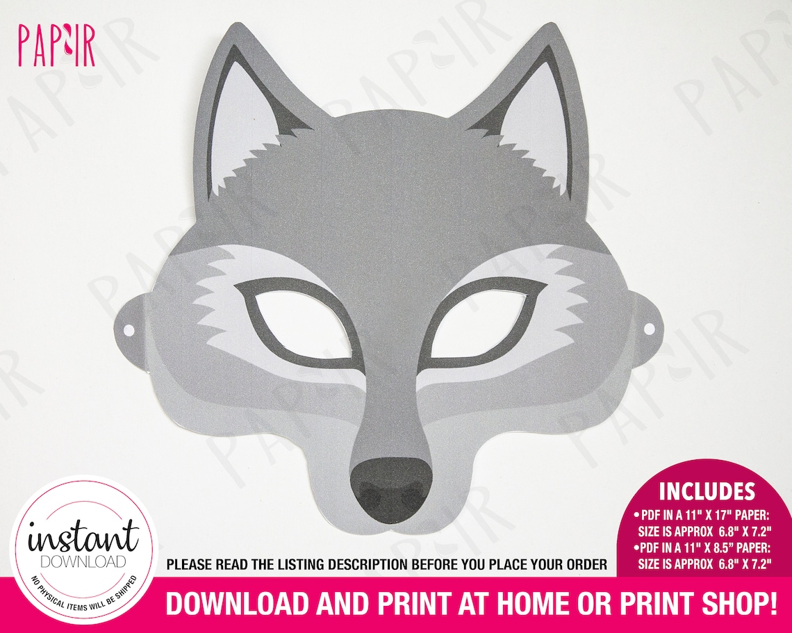PRINTABLE Wolf Mask Animal Mask Face Mask Eye Mask - Etsy