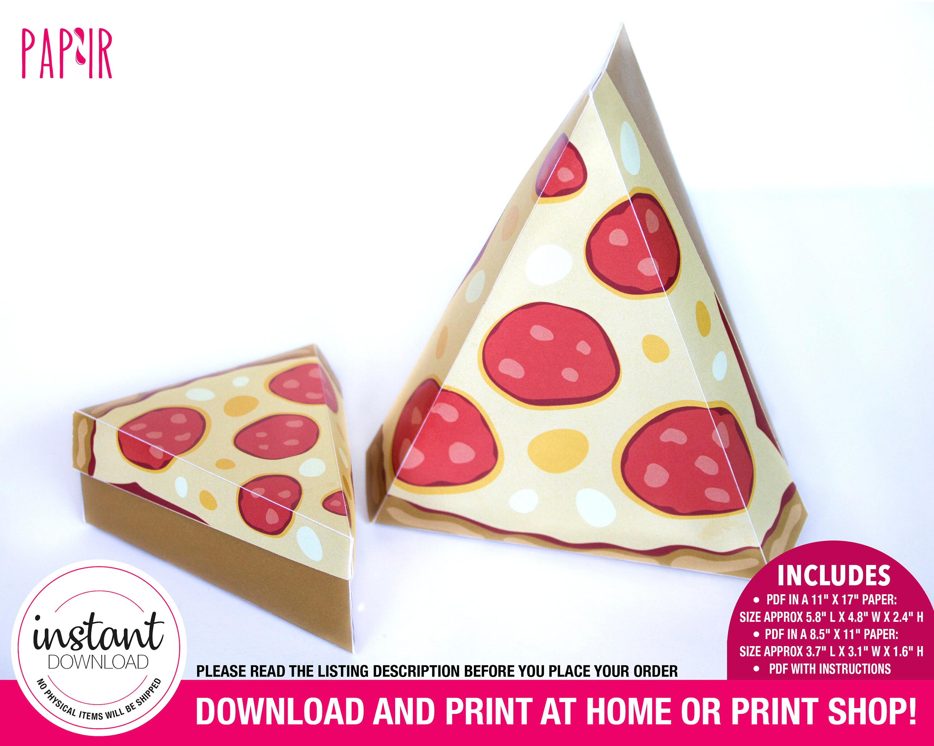 PRINTABLE Pizza Box Pizza Party Favor, Pizza Birthday Favor, Pizza ...