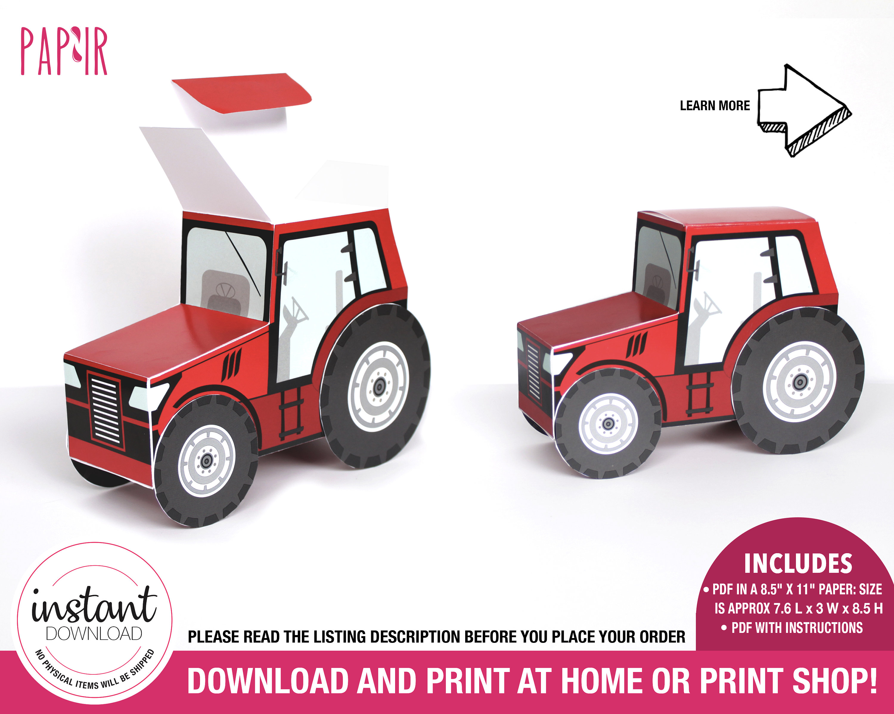 PRINTABLE Red Tractor Box Perfect to Use as a Gift or - Etsy