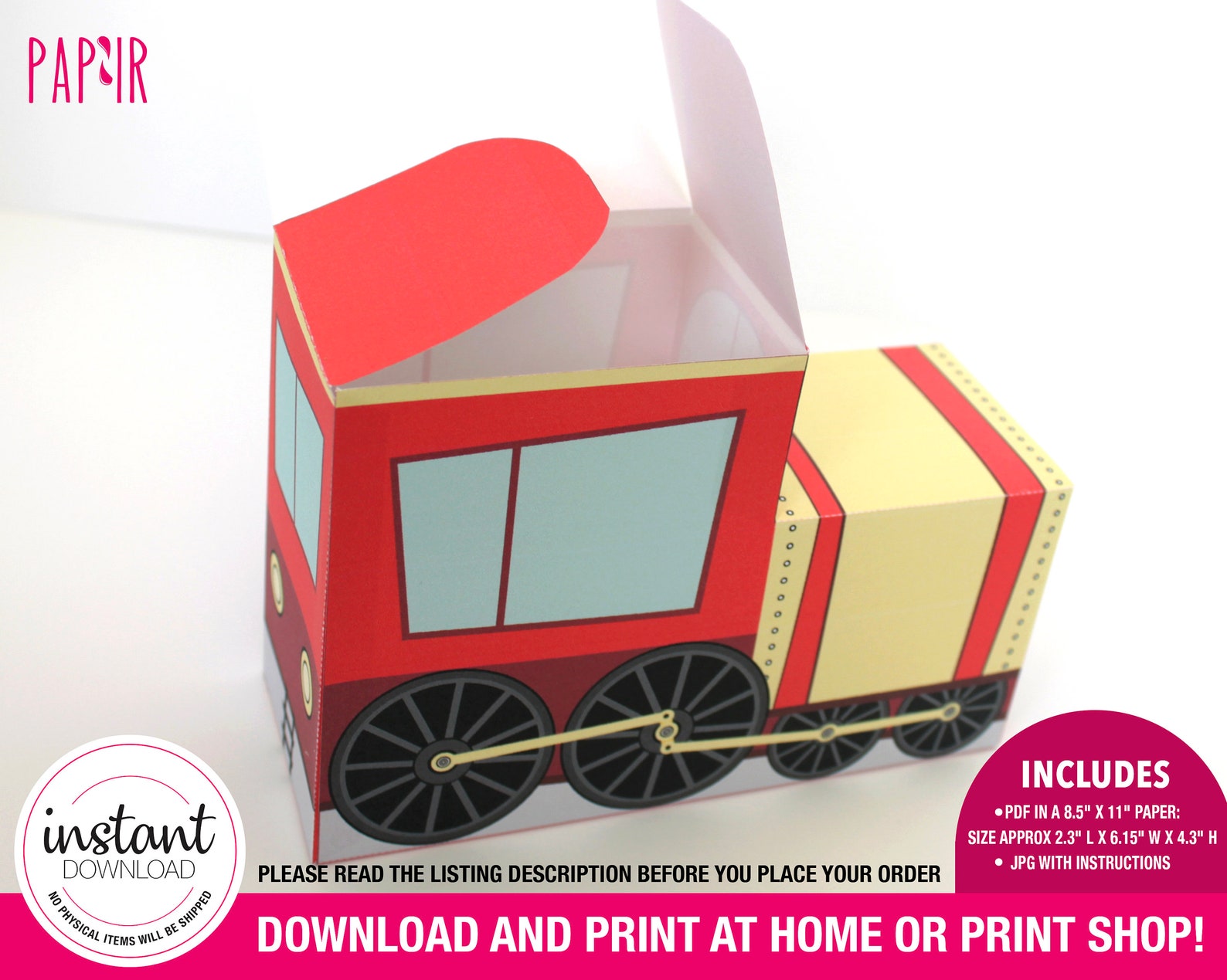 PRINTABLE Red Train Box Train Favor Box, Party Centerpiece, Train Party ...