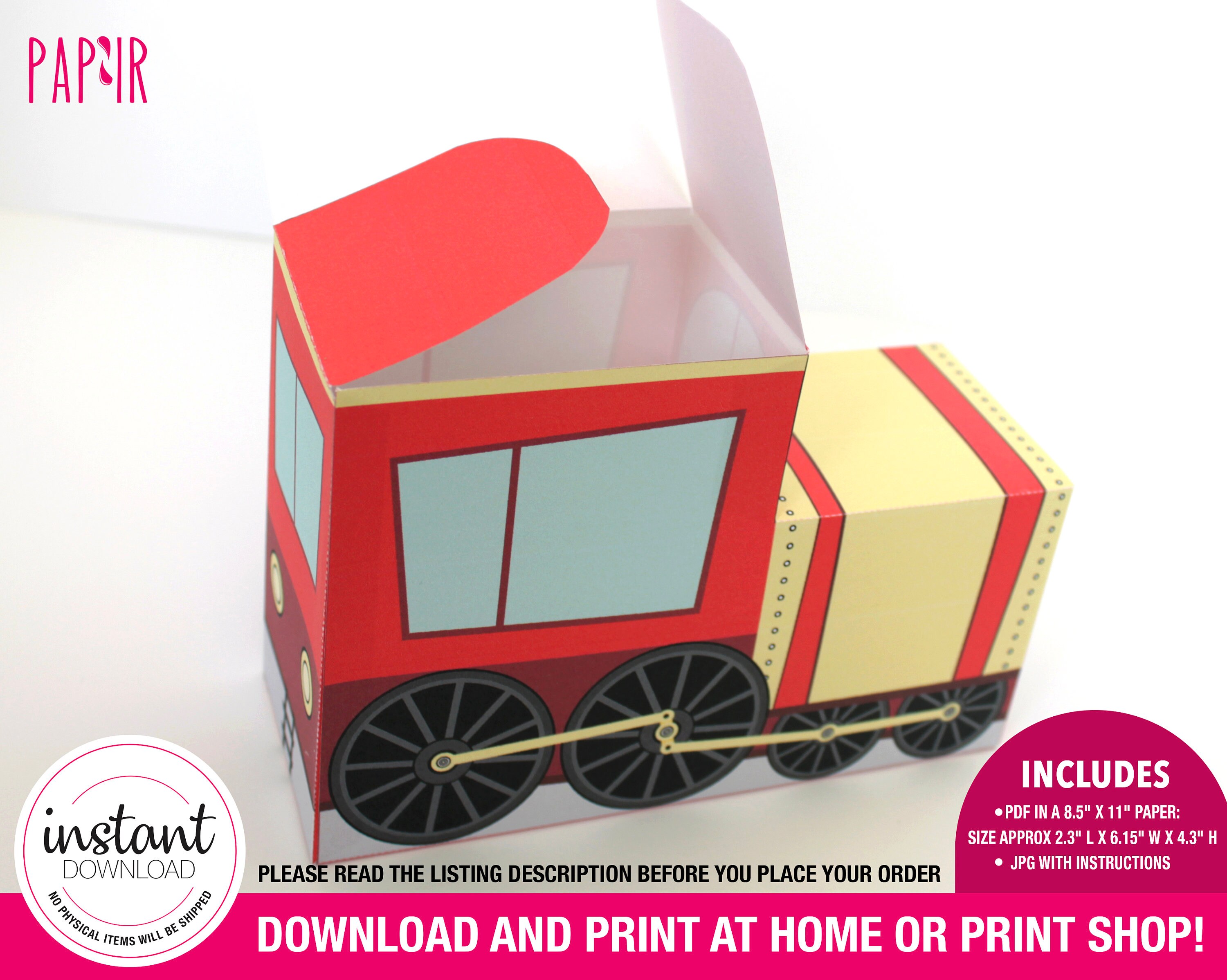 PRINTABLE Red Train Box Train Favor Box, Party Centerpiece, Train Party ...