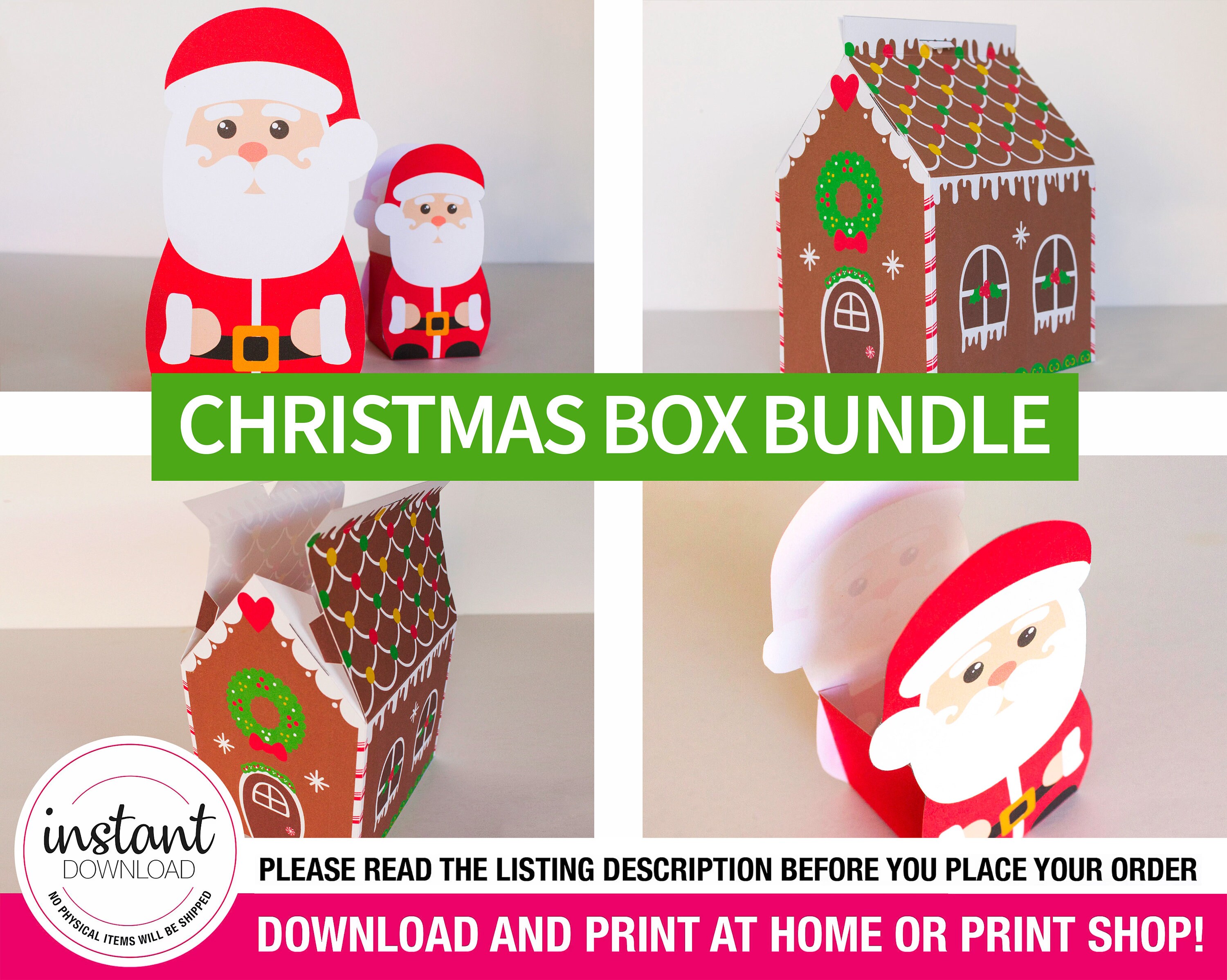 PRINTABLE BUNDLE BOX Gingerbread House Christmas Candy Box, Christmas ...