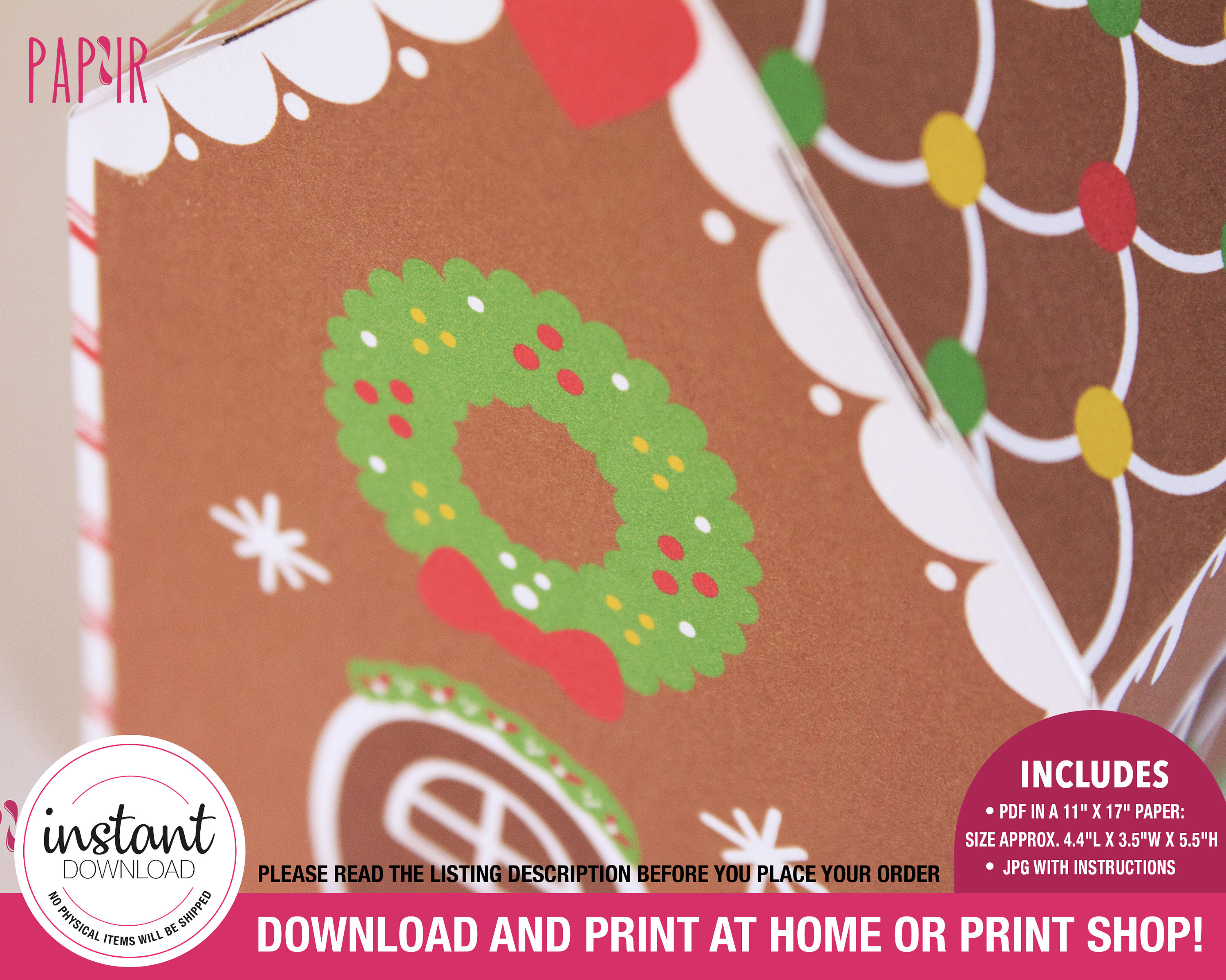 PRINTABLE Gingerbread House Christmas Candy Box, Christmas Box House ...