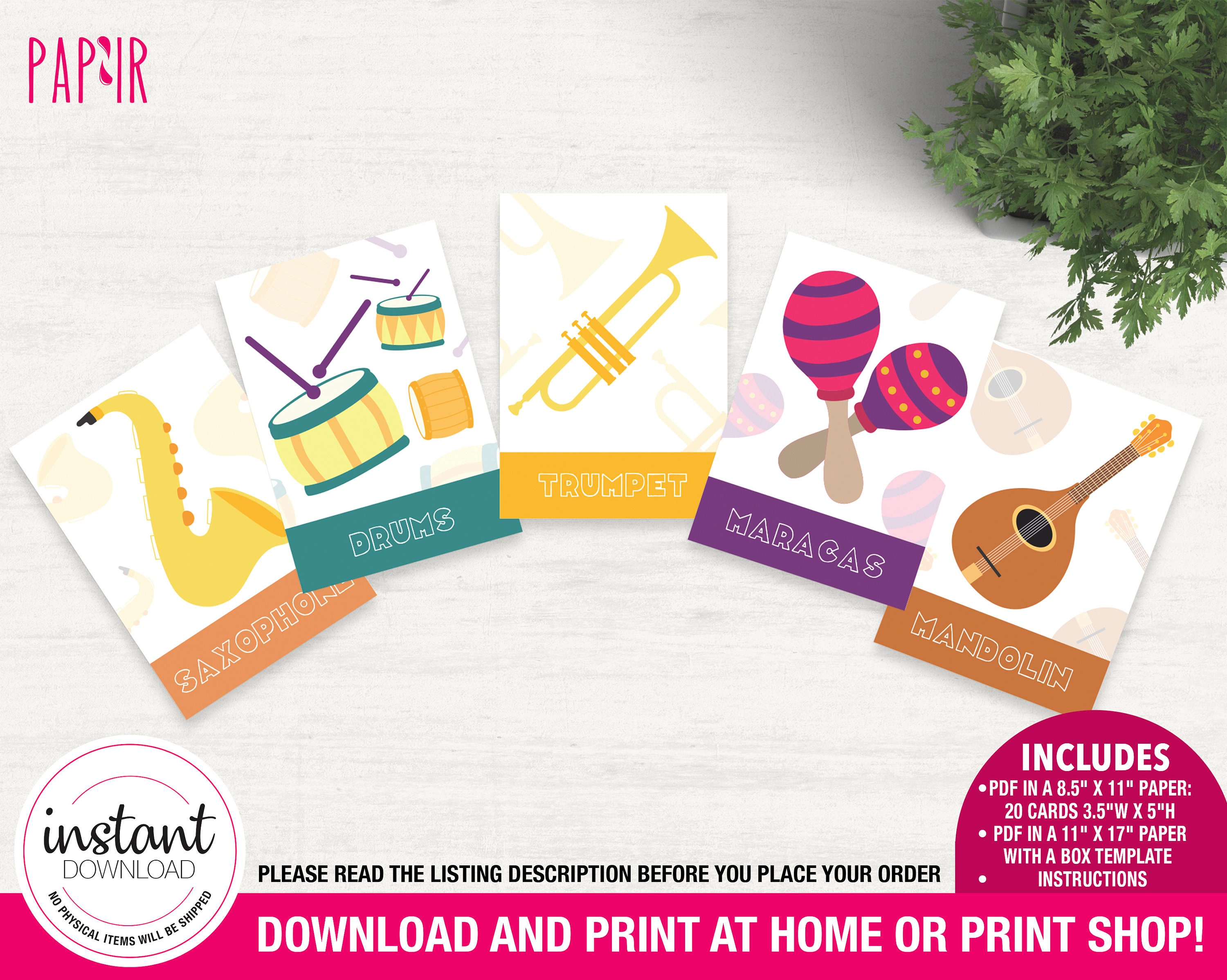 PRINTABLE Musical Instruments Learning Cards Flash Cards - Etsy