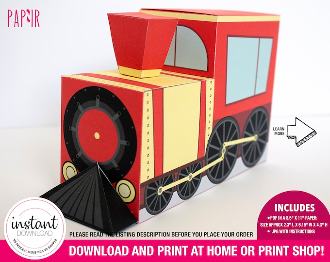 PRINTABLE Red Train Box Train Favor Box Party Centerpiece - Etsy