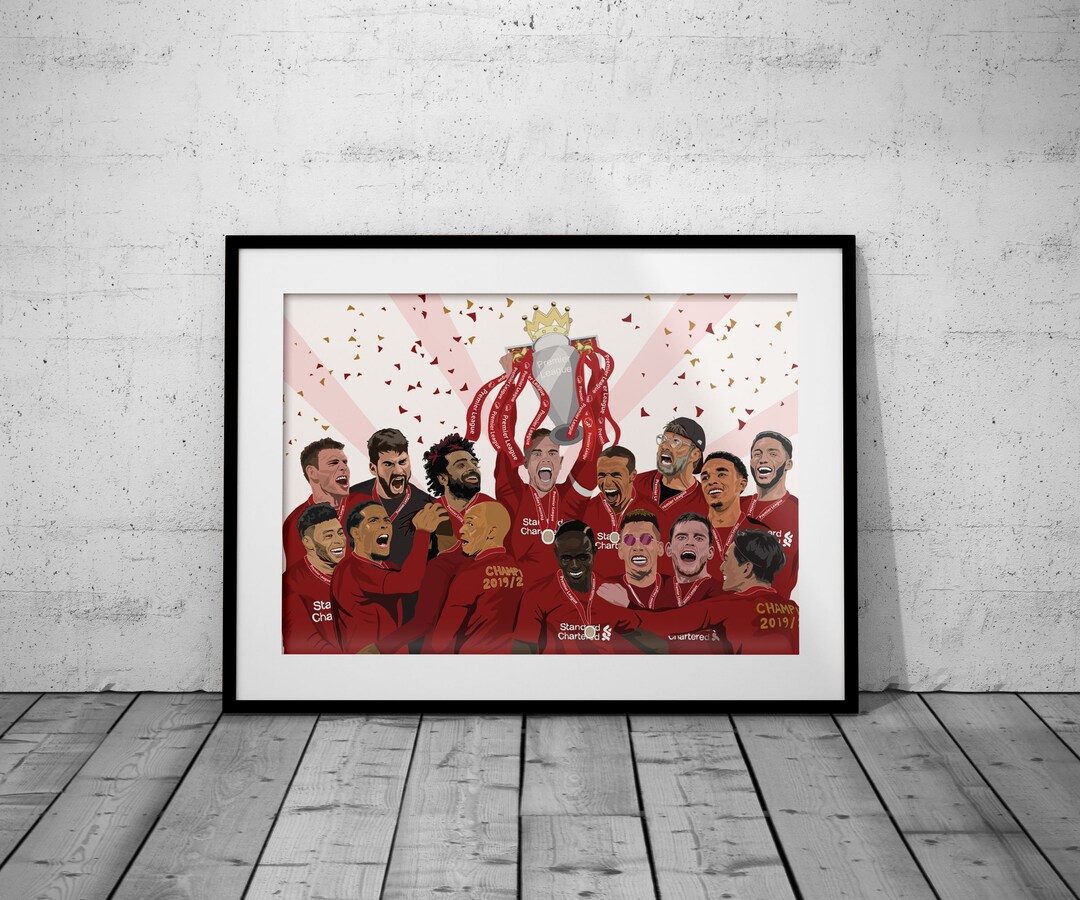Liverpool FC Inspired 19/20 Champions Illustrated Print, Football ...