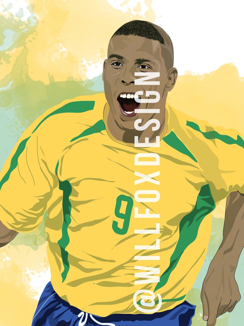 Classique Ronaldo R9 Illustrated A3 Football Poster Brésil | Etsy