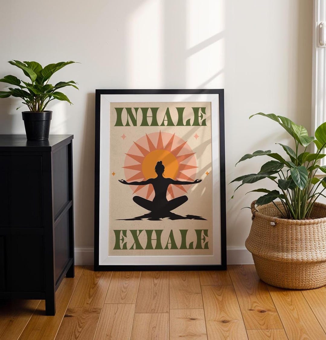 Inhale Exhale Inspirational Poster Print: Boho Yoga Meditation Mindful ...