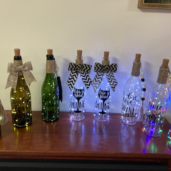 Lighted Wine Bottle - Etsy