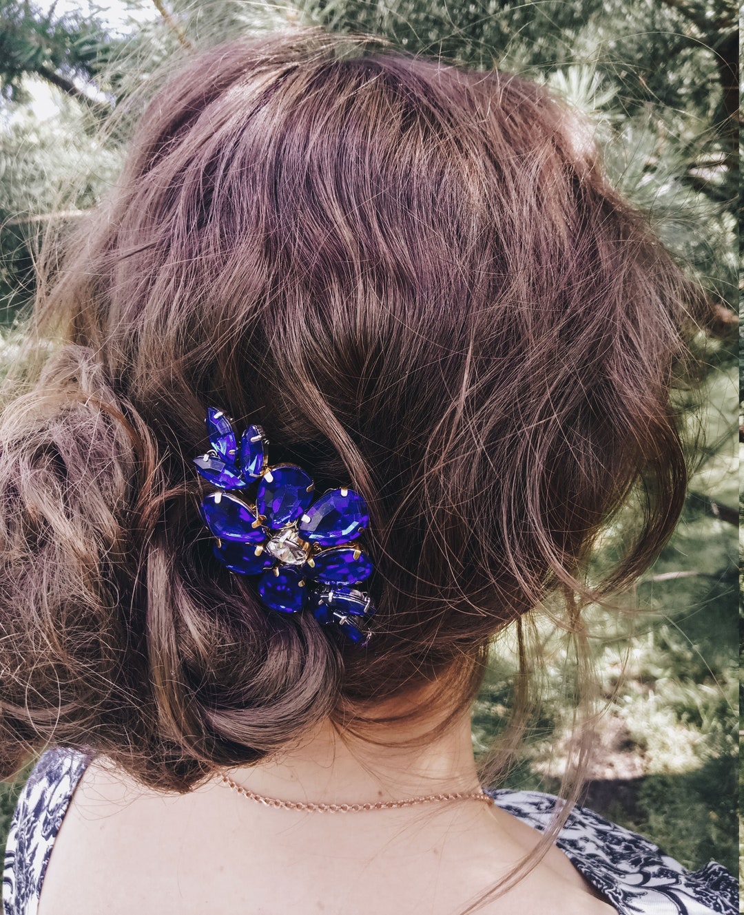 Navy Blue Hair Comb Small Sapphire Hair Comb Royal Blue Hair Piece Blue ...