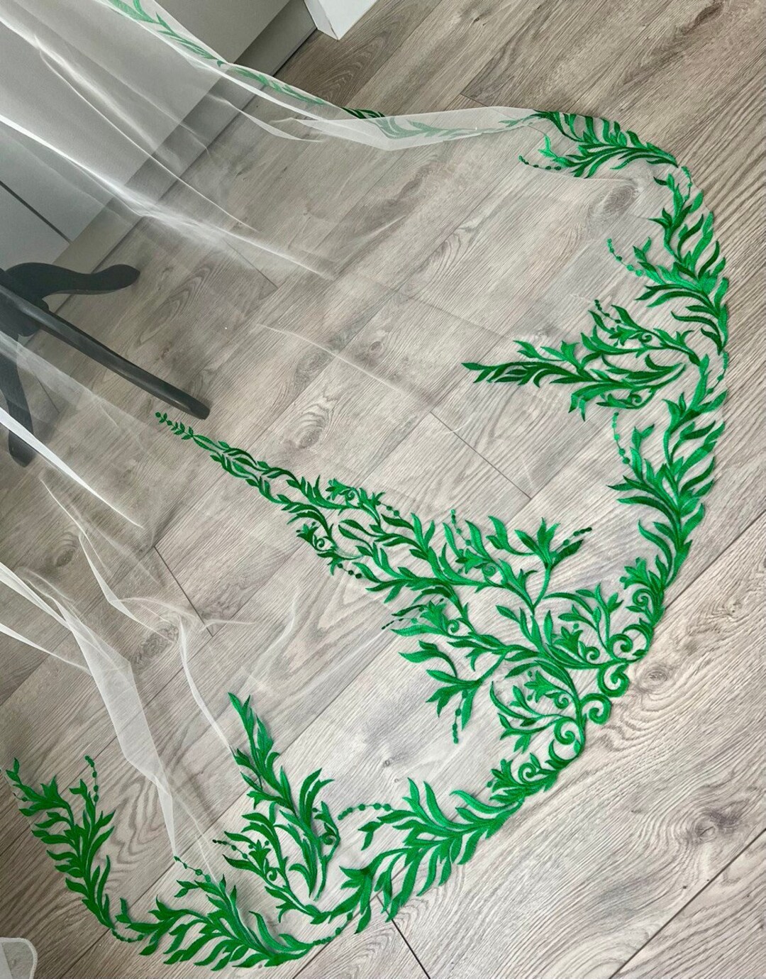 Green Leaves Veil Forest Wedding Veil Botanical Green Leaf Garden Veil ...