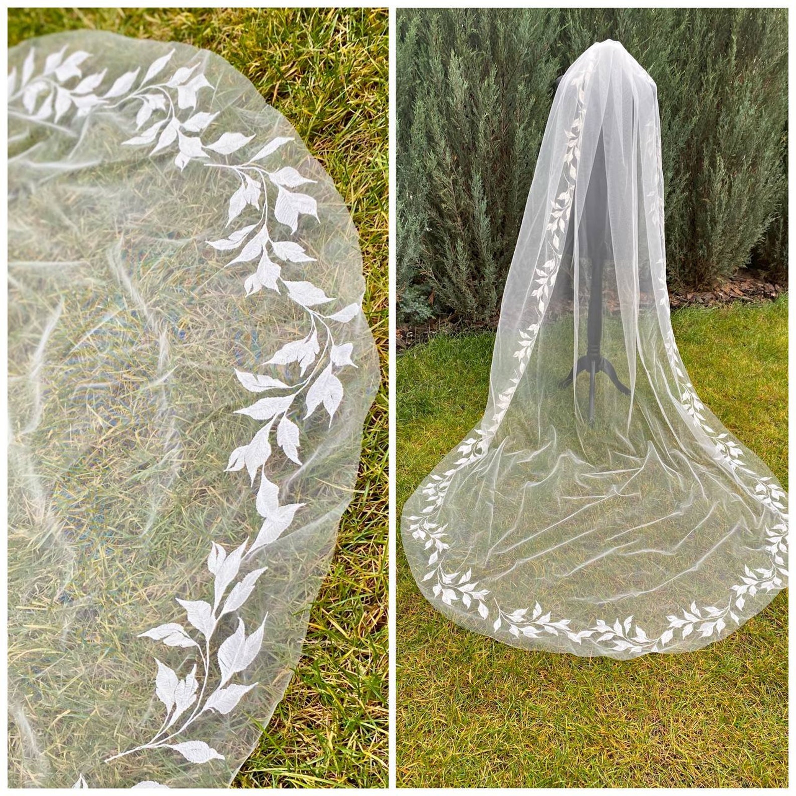 Leaf Edge Veil Leaves Veil Lace Veil Leaf Bridal Veil - Etsy