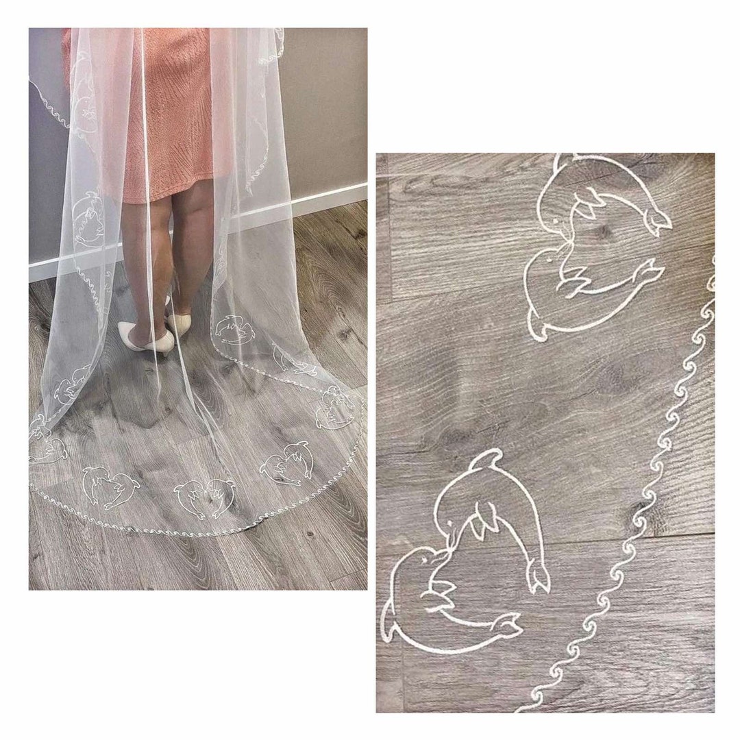 Beach Veil Lace Dolphin Beach Wedding Veil Sea Wedding Veil Beach Veil ...