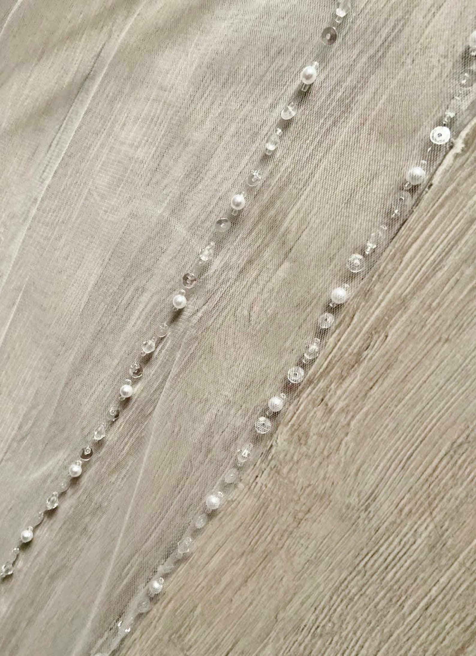 Beaded Veil Glitter Veil With сrystals Cathedral Wedding Veil - Etsy