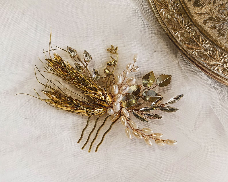 Wheat Hair Clip Gold Wheat Hair Comb Wheat Jewelry Wedding Hair Piece ...