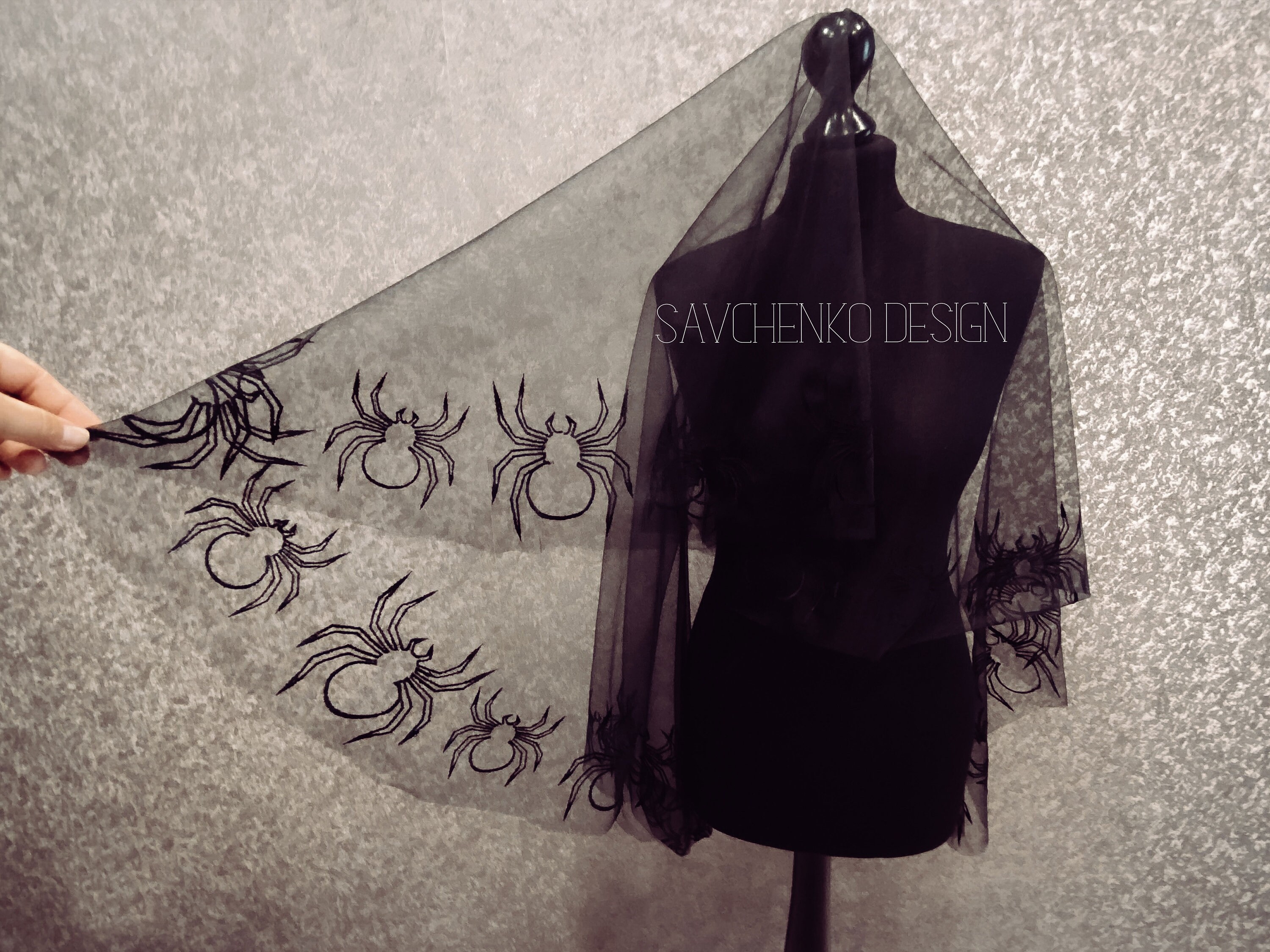Black Halloween Wedding Veil Black Gothic Wedding Veil Spider - Etsy