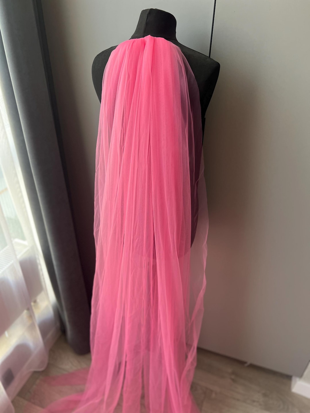 Hot Pink Wedding Veil Barbie Core Bridal Magenta Tulle Bridal Pink ...