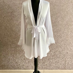 Ruffle Edge Bridal Robe Satin Ruffle Robe Ruffle Lace Robe Kimono ...