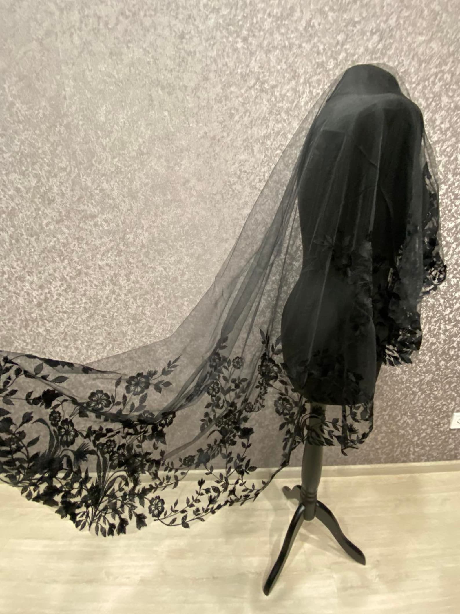 Black Wedding Veil Gothic Wedding Black Cathedral Veil Goth - Etsy