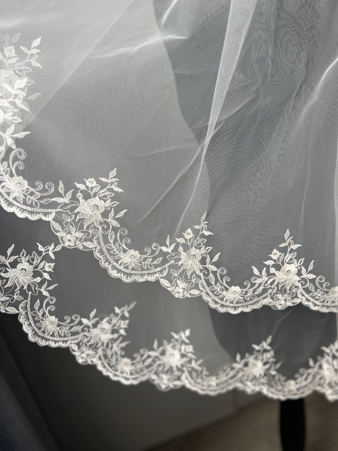 Chapel Embroidery Flower Veil Boho Wedding Veil Lace Bridal Veil ...