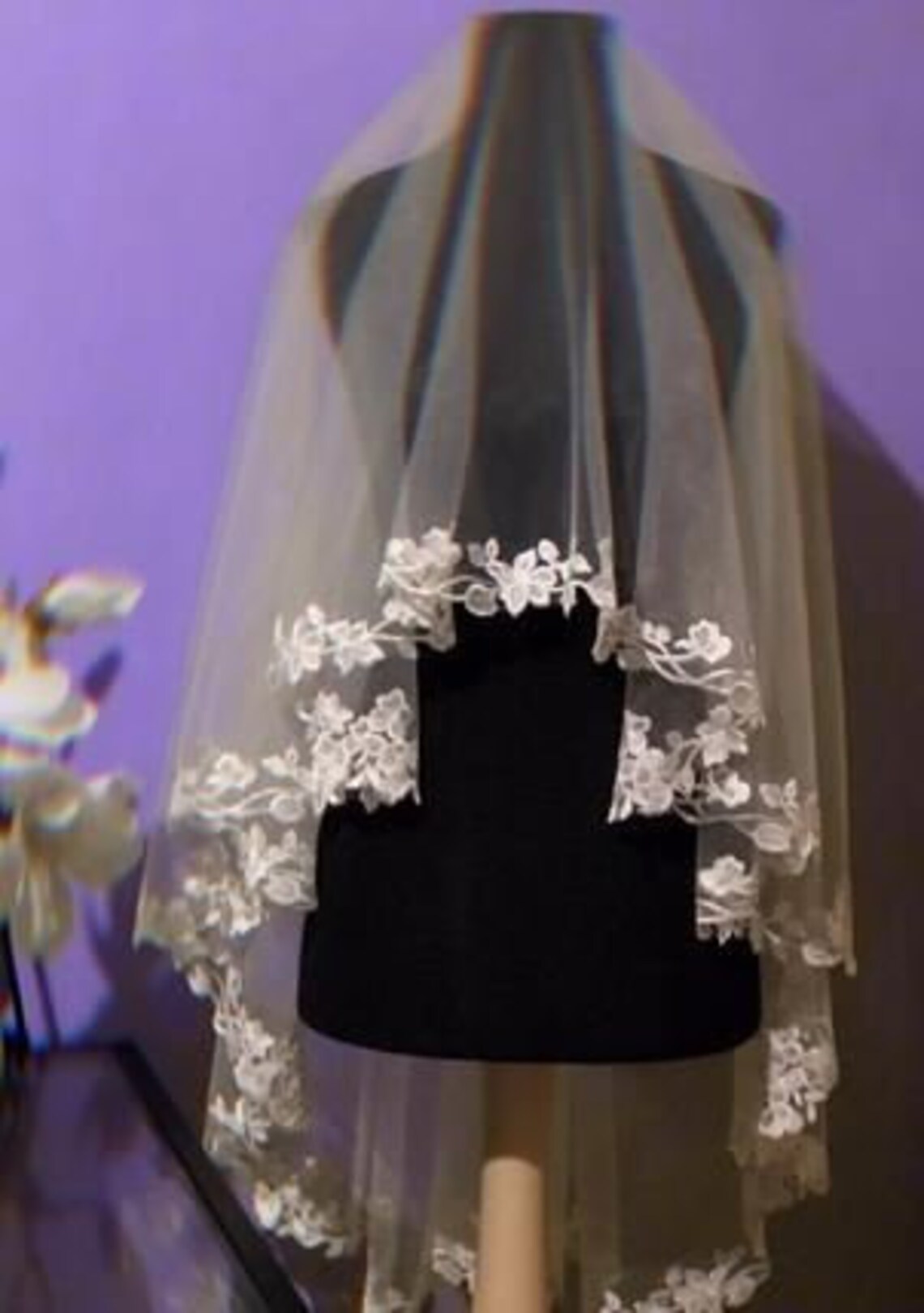 Floral Cathedral Flower Veil Embroidery Flower Veil Boho - Etsy