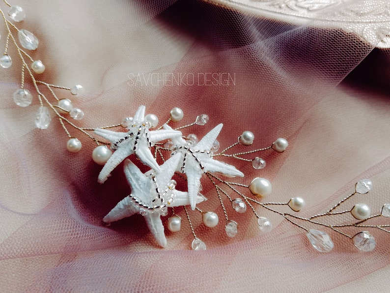 Starfish headpiece back of the hair piecebeach wedding hair | Etsy