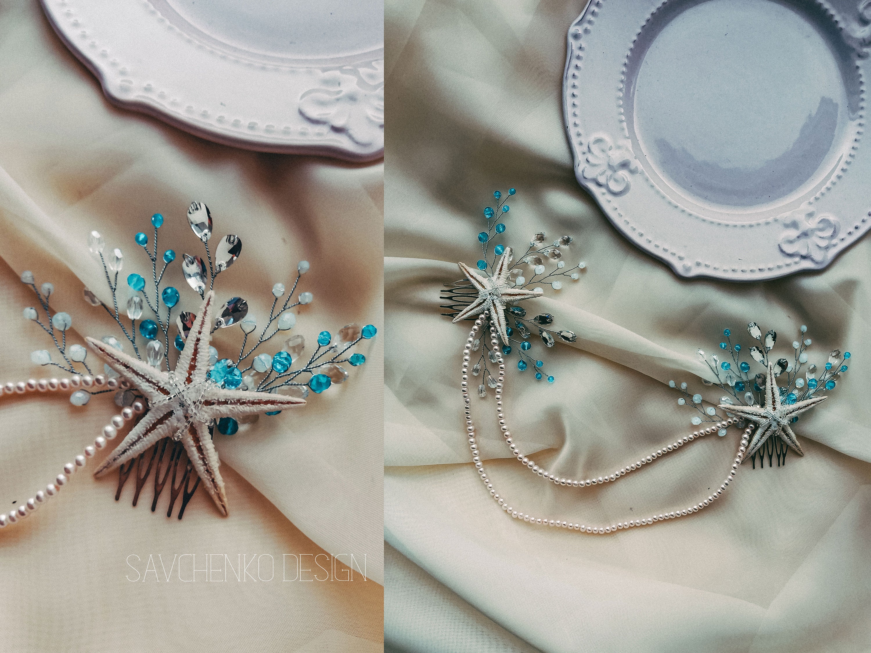 Aqua Blue Seashell Headpiece Beach Wedding Hair Piece Mermaid - Etsy