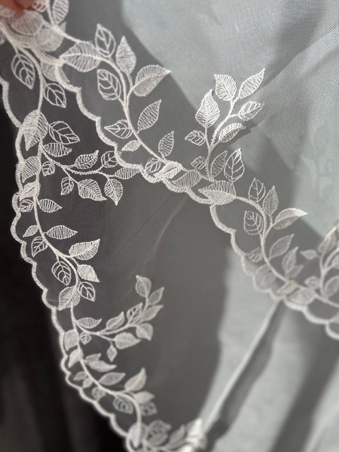 Leaves Bridal Veil Floral Lace Wedding Veil Leaf Motifs Veil Bridal ...