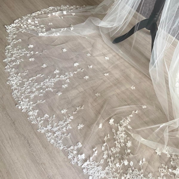 Floral Embroidered Veil - Etsy